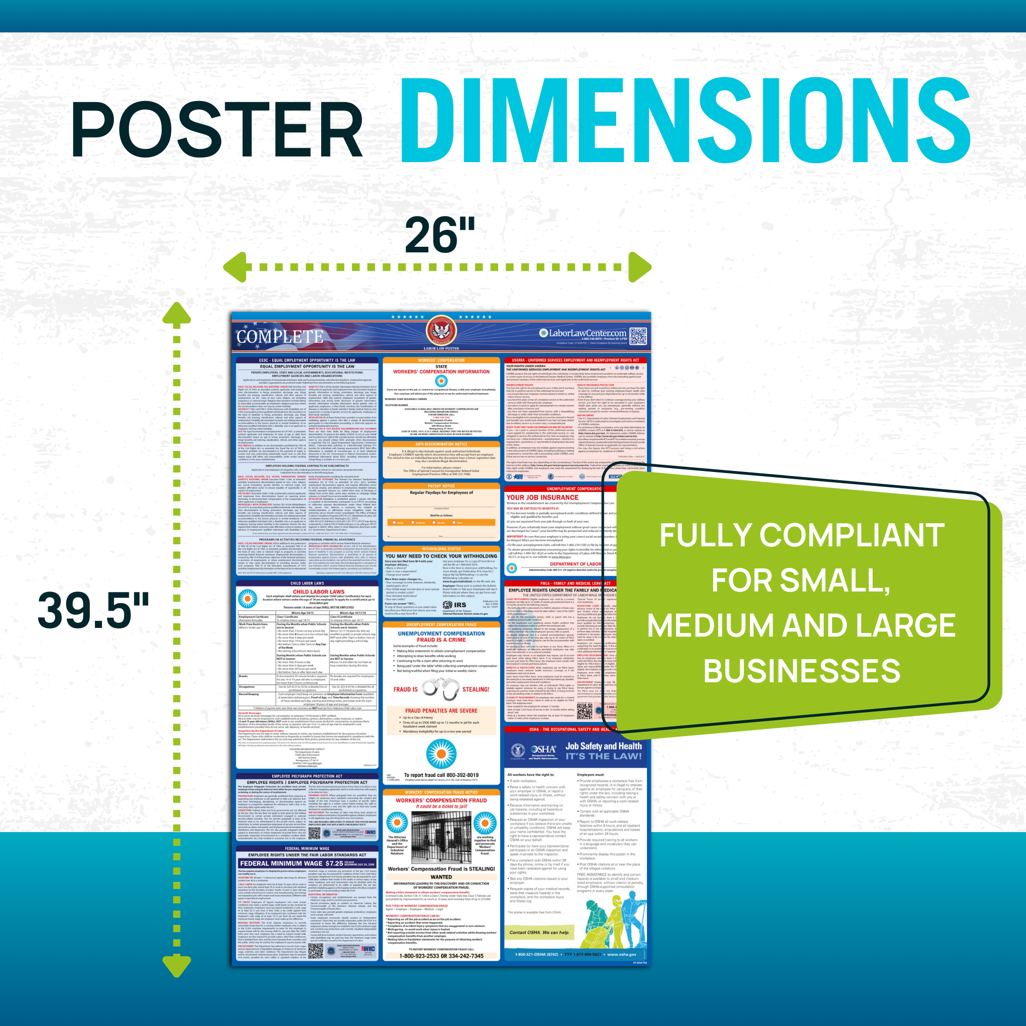 2026 Labor Law Poster | State, Federal, OSHA in One Single Laminated Poster