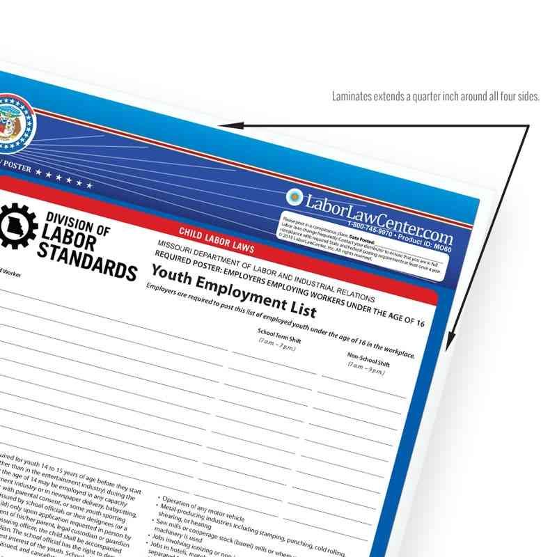 Missouri State Labor Law Poster - Unlaminated