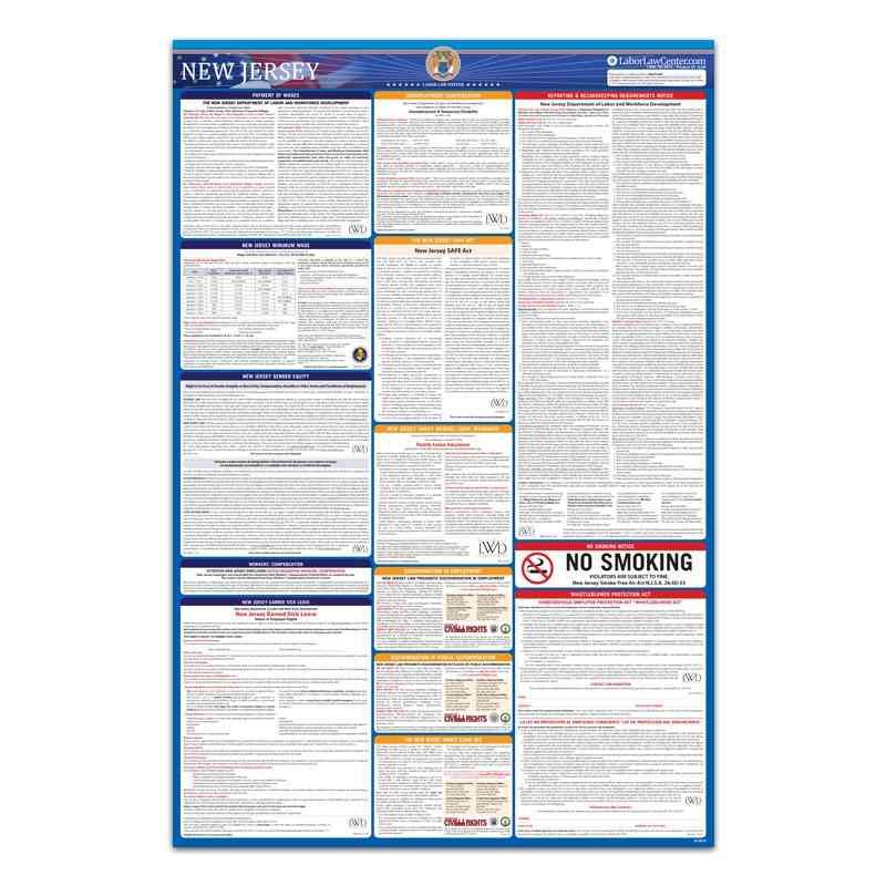 New Jersey State Labor Law Poster - Unlaminated