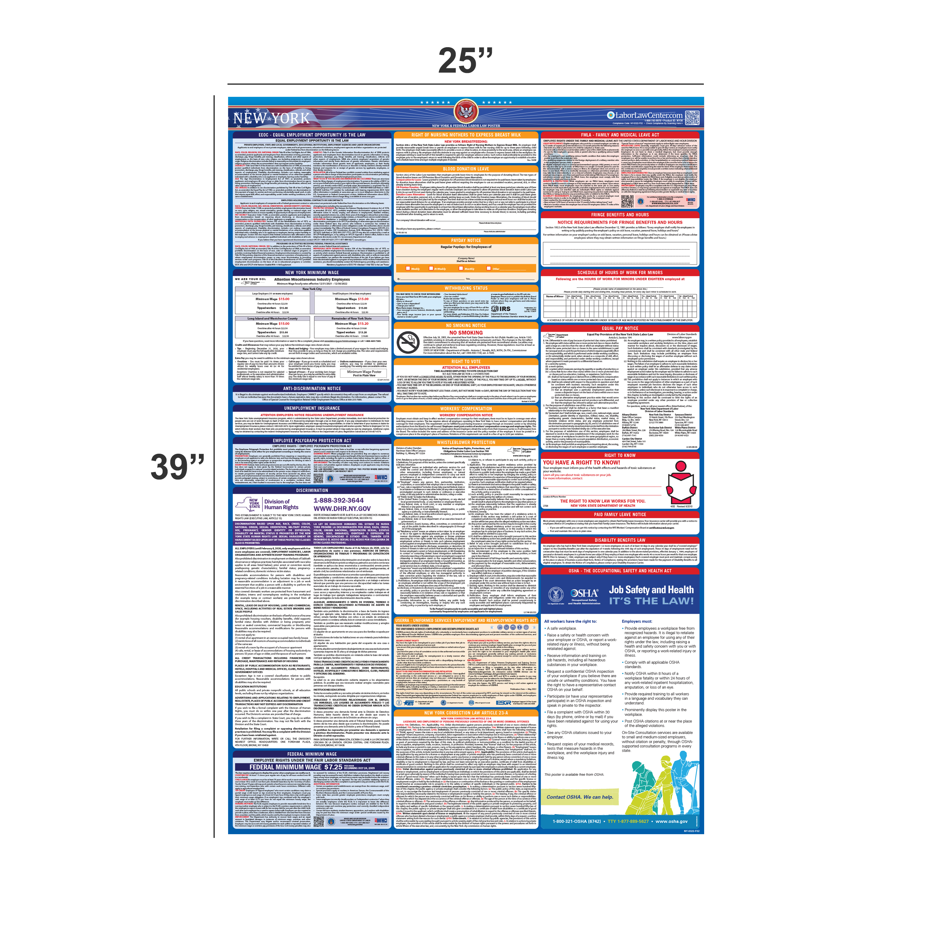 2025 New York Labor Law Poster - State, Federal, & OSHA in One Single Poster | LaborLawCenter.com