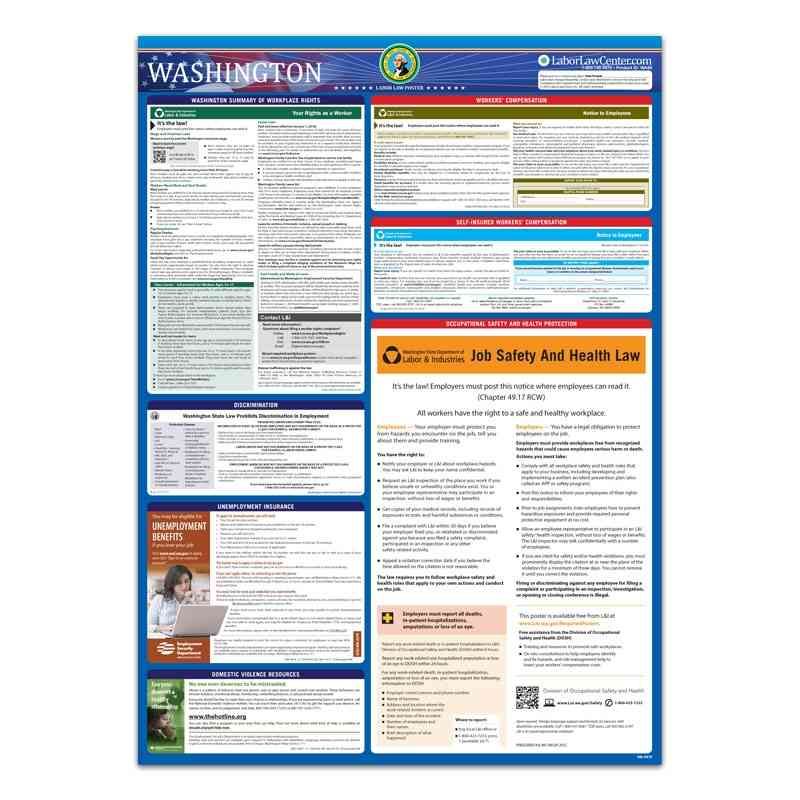 Washington State Labor Law Poster - Spanish - Unlaminated